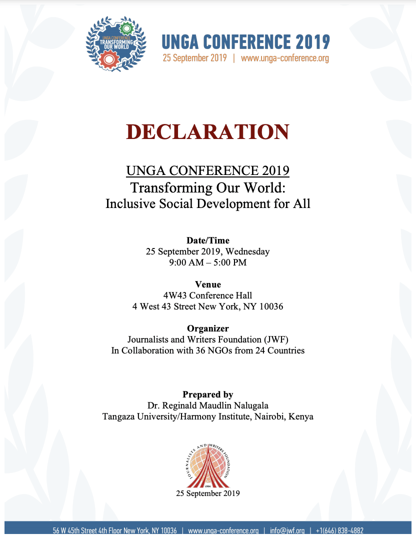 Declaration - UNGA Conference